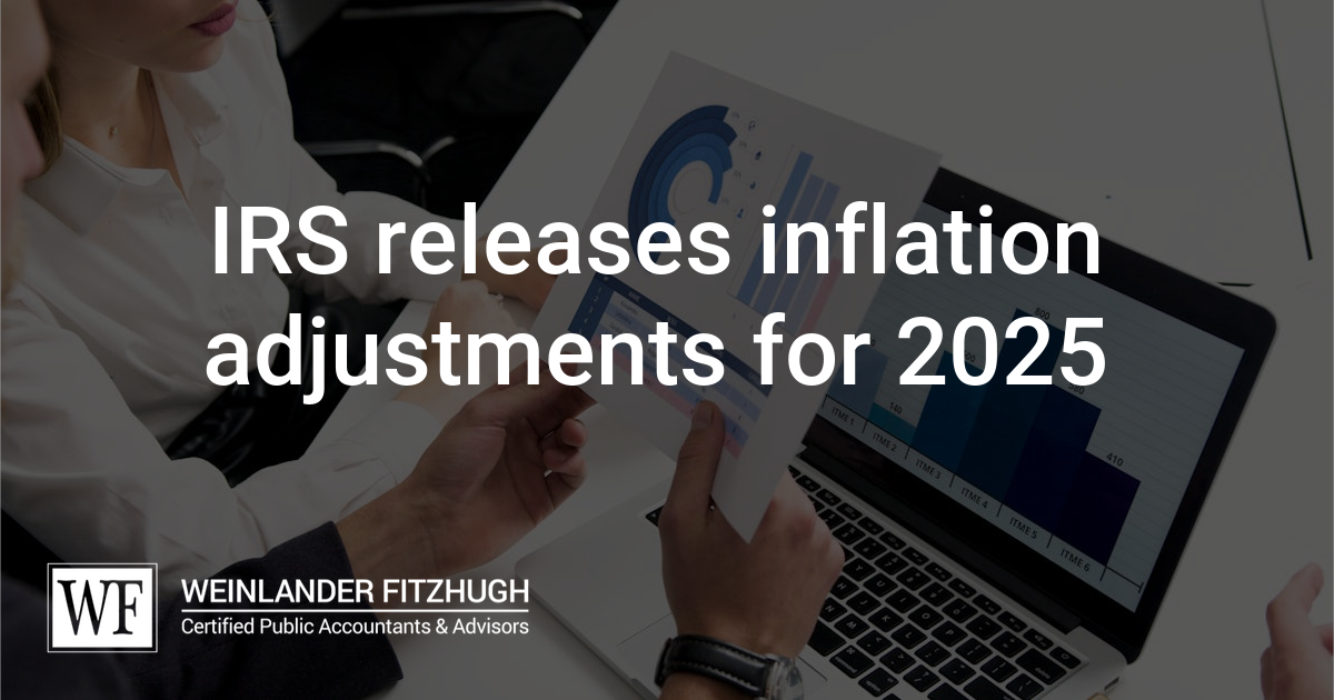 IRS releases inflation adjustments for 2025 - Weinlander Fitzhugh
