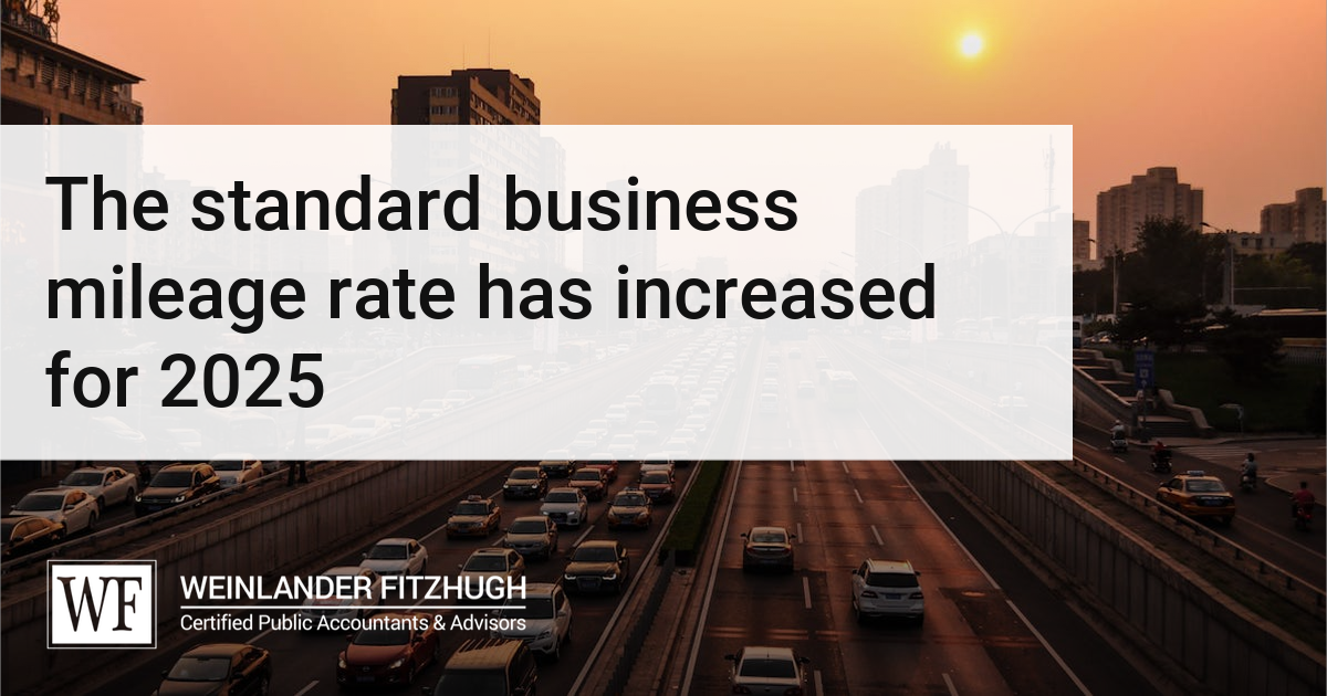 The standard business mileage rate has increased for 2025 - Weinlander ...